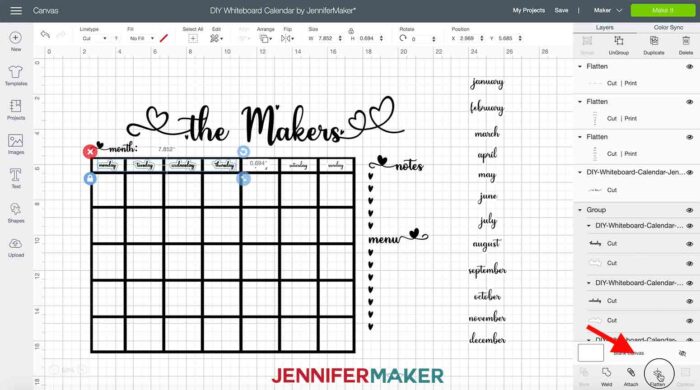 DIY Personalized Whiteboard Calendar with Print & Cut Magnets ...