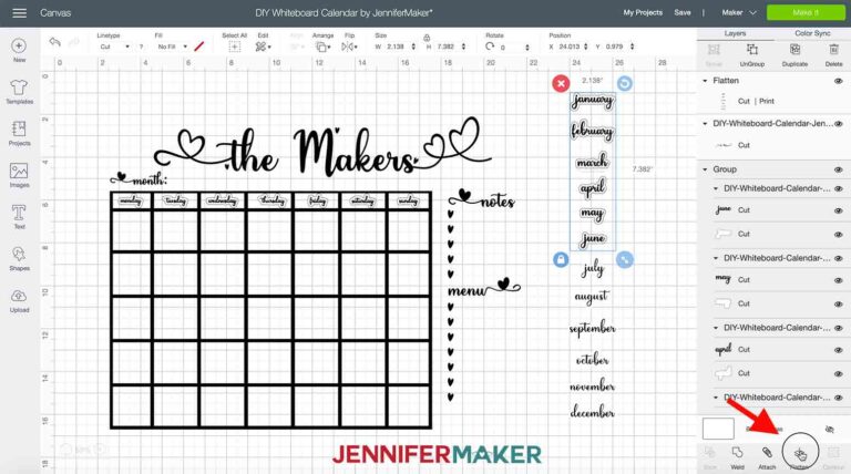 DIY Personalized Whiteboard Calendar with Print & Cut Magnets ...