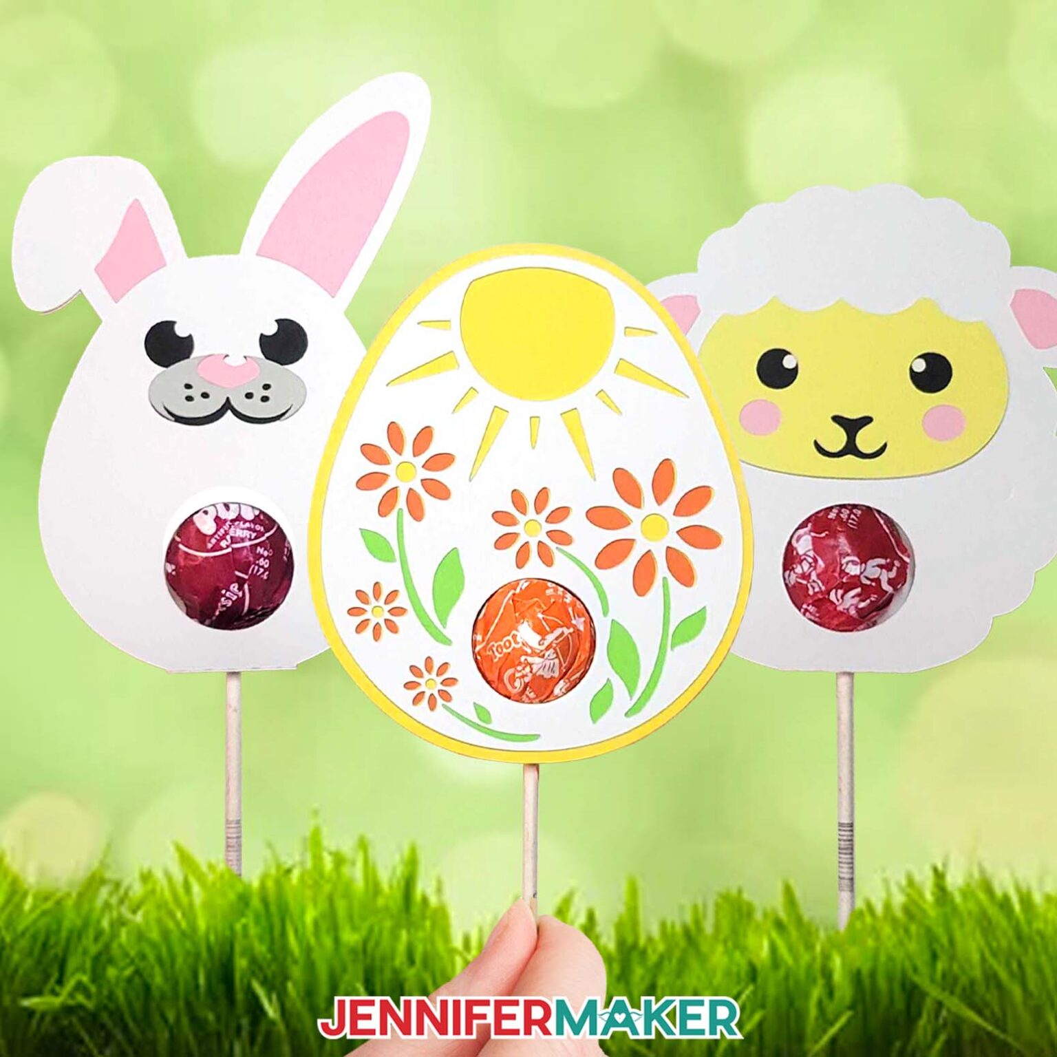 Easter Lollipop Holders: Bunny, Egg, Lamb SVG Pack - Jennifer Maker
