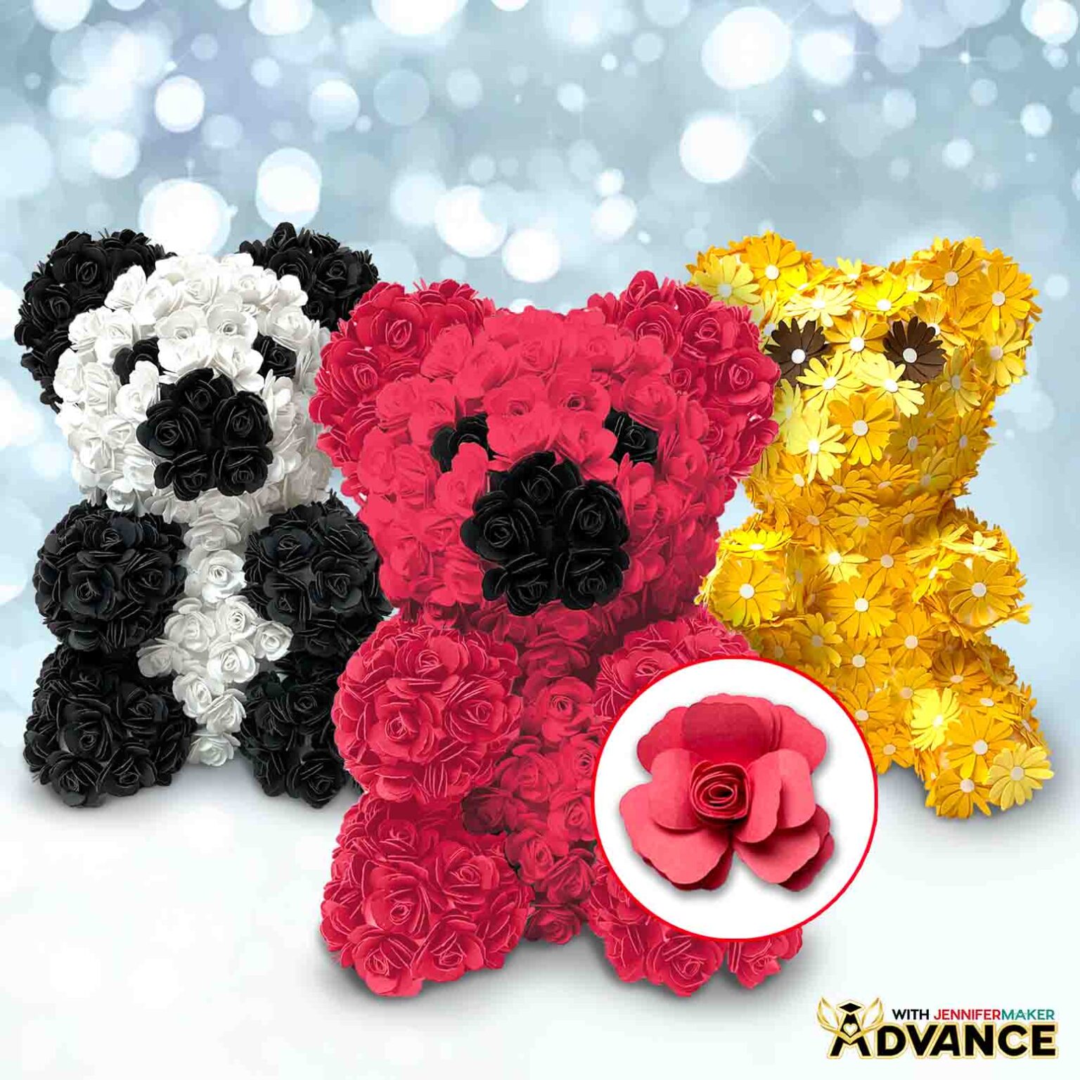 Flower Teddy Bear: Rose Panda And Easy Daisy Bears - Jennifer Maker