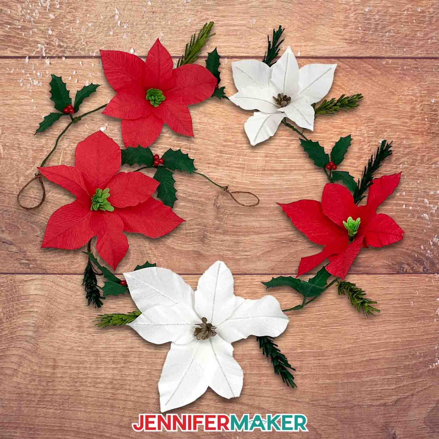 How To Make a Crepe Paper Floral Garland for Christmas - Jennifer Maker