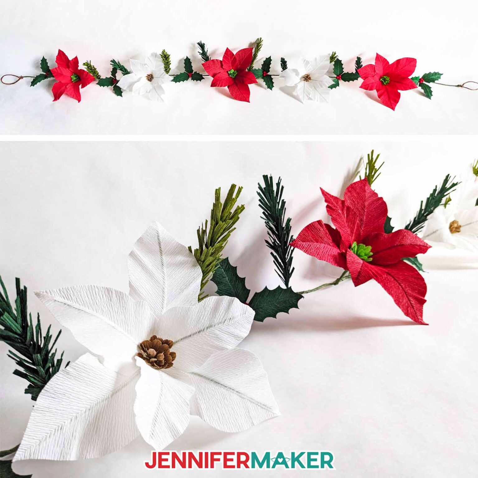 How To Make a Crepe Paper Floral Garland for Christmas - Jennifer Maker