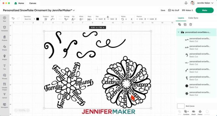 How To Make A Personalized Snowflake Ornament With Cricut - Jennifer Maker
