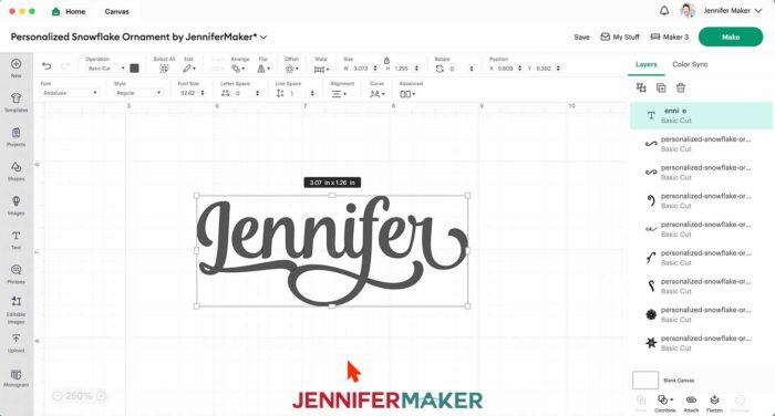 How To Make A Personalized Snowflake Ornament With Cricut - Jennifer Maker