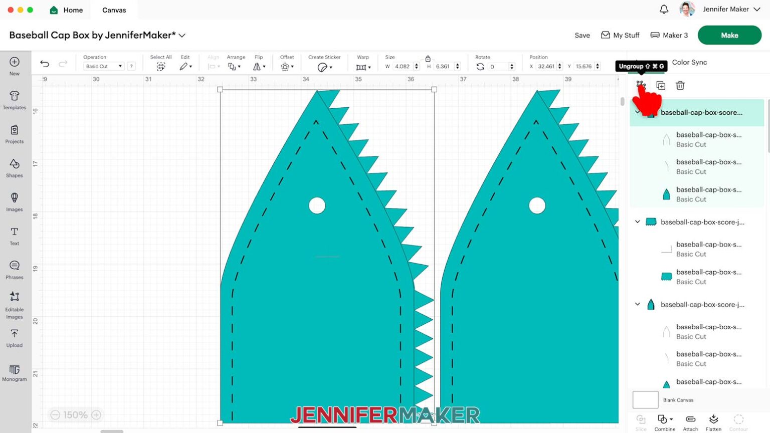 How To Make A 3D Baseball Cap Gift Box: Free Hat SVG - Jennifer Maker