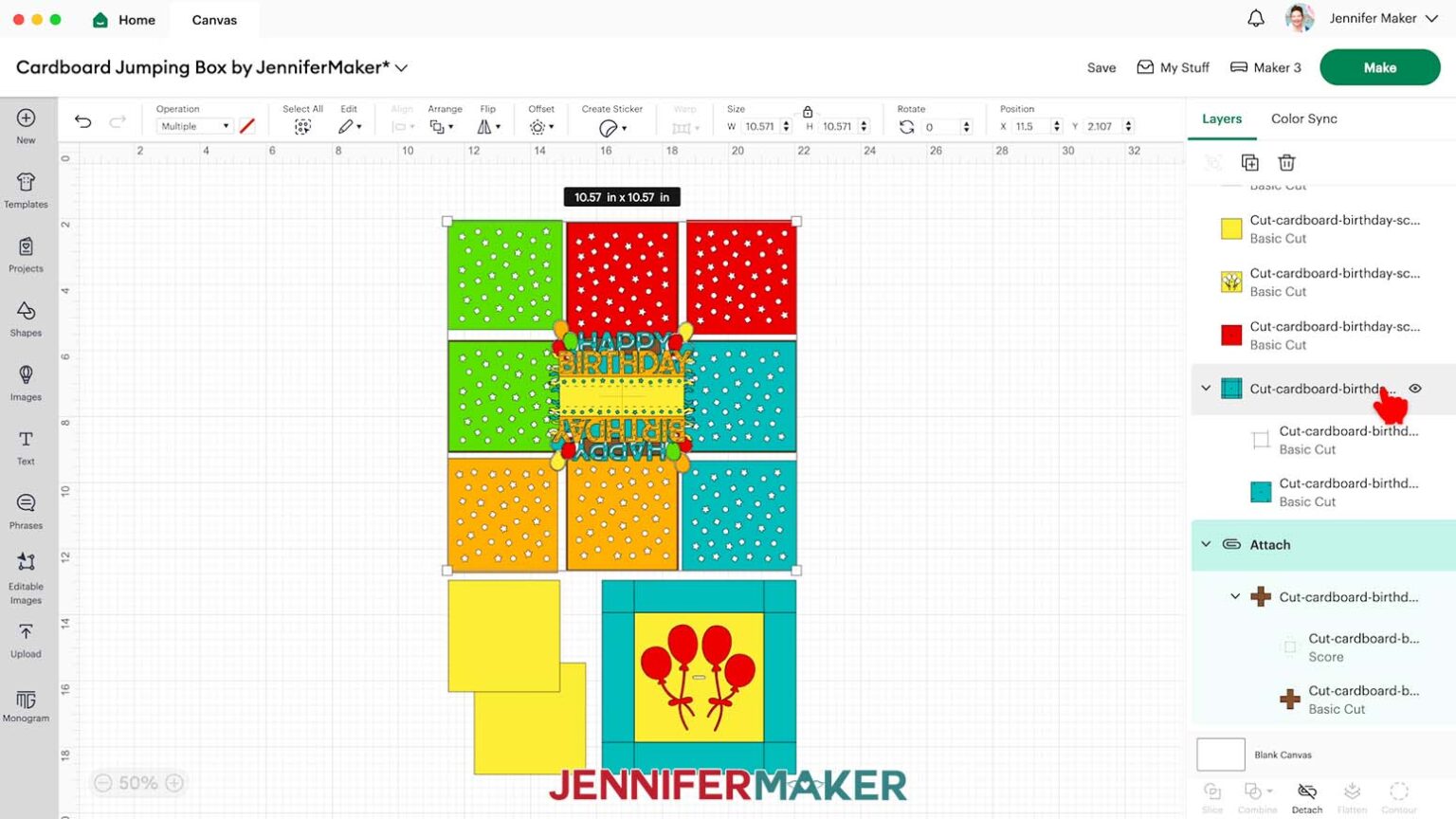 Make A Jumping Box: How To Cut Cardboard With Cricut - Jennifer Maker