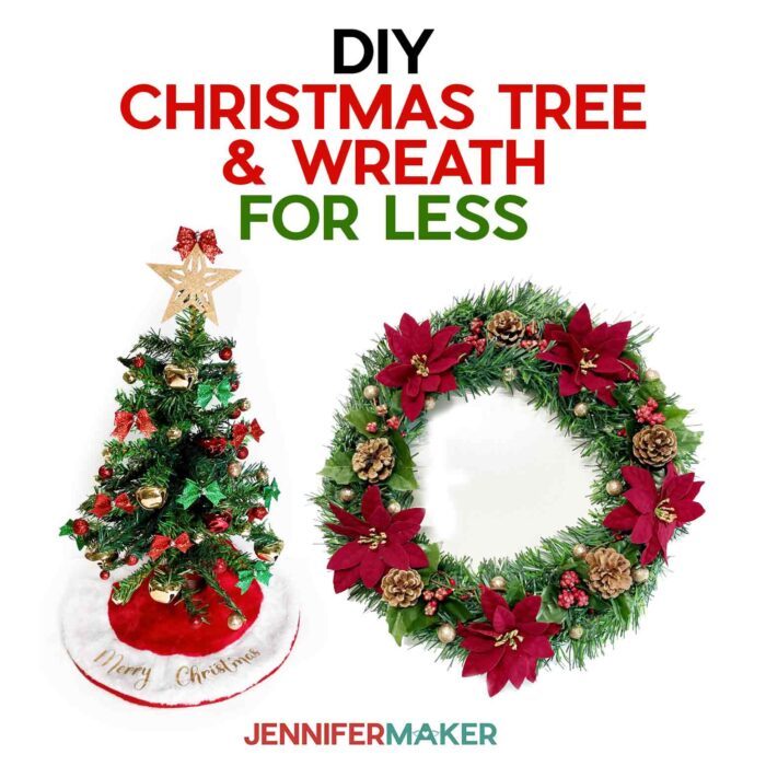 DIY Christmas Wreath from Dollar Tree and Matching Tree! - Jennifer Maker