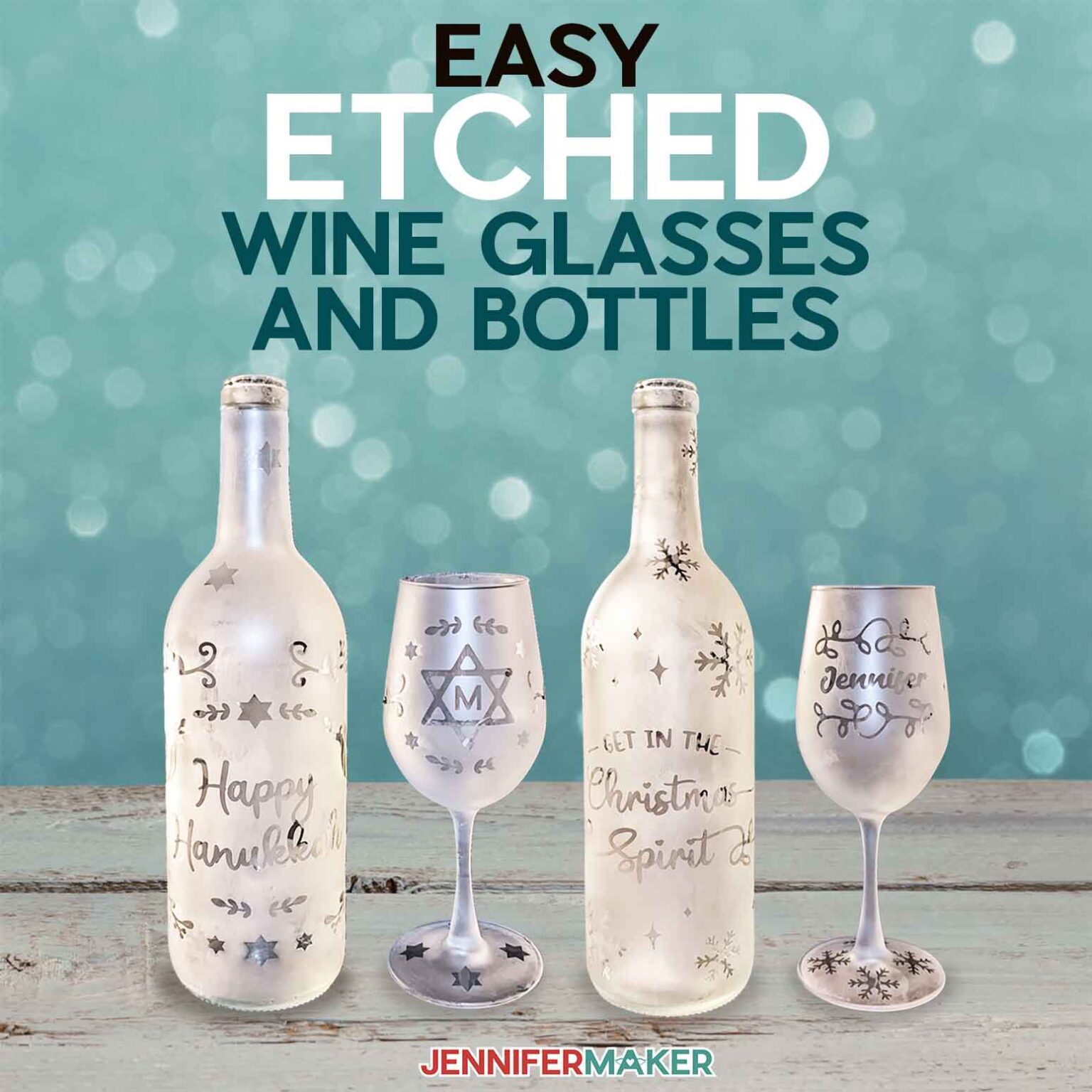 Etched Wine Glasses And Glass Bottles Normal Or Reverse Etching Jennifer Maker