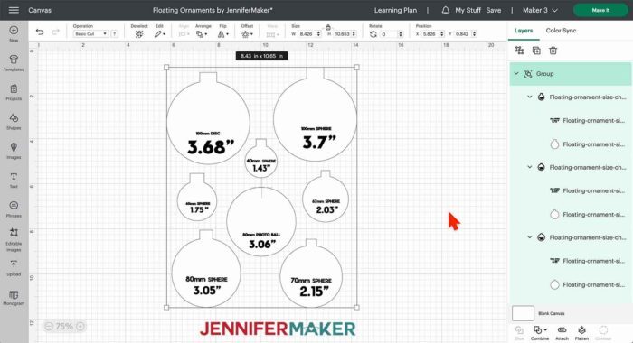Floating Ornament & Size Chart - Jennifer Maker