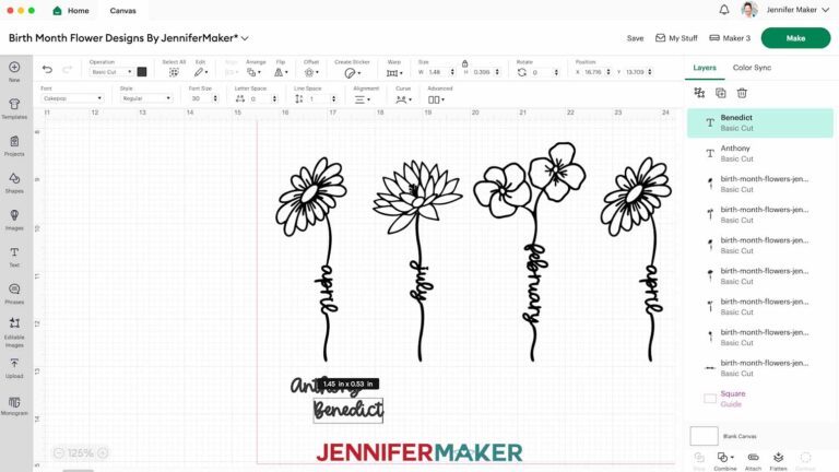 Free Flower Word Designs For Birth Month Gifts And More - Jennifer Maker