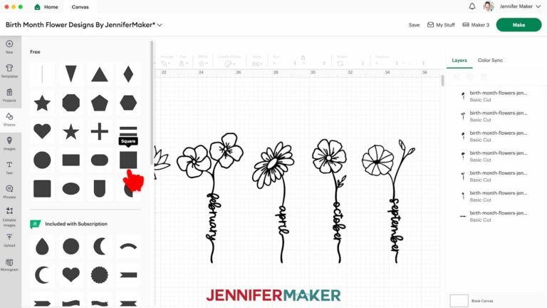 Free Flower Word Designs For Birth Month Gifts And More - Jennifer Maker