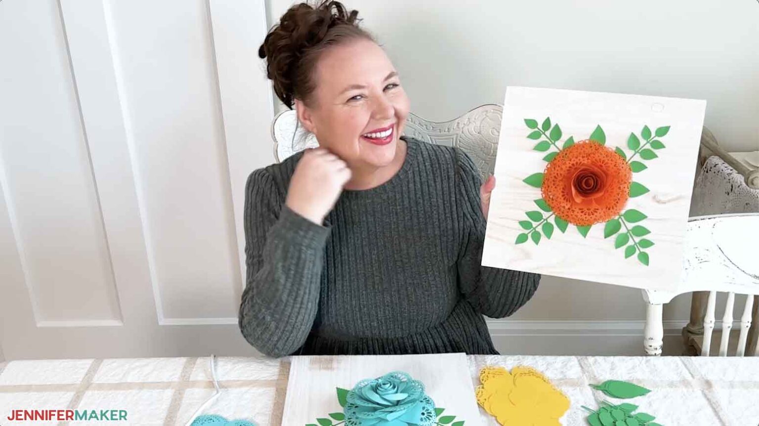 Paper Flowers with Lace Petals: Easy DIY Wall Art - Jennifer Maker
