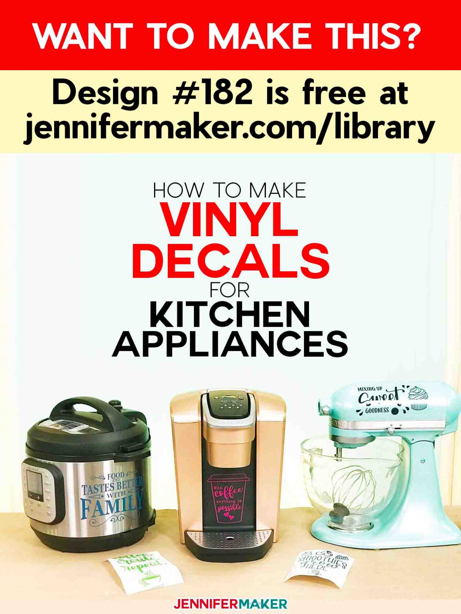 How to Make Vinyl Decals (+ Designs for Instant Pot, KitchenAid Mixer ...