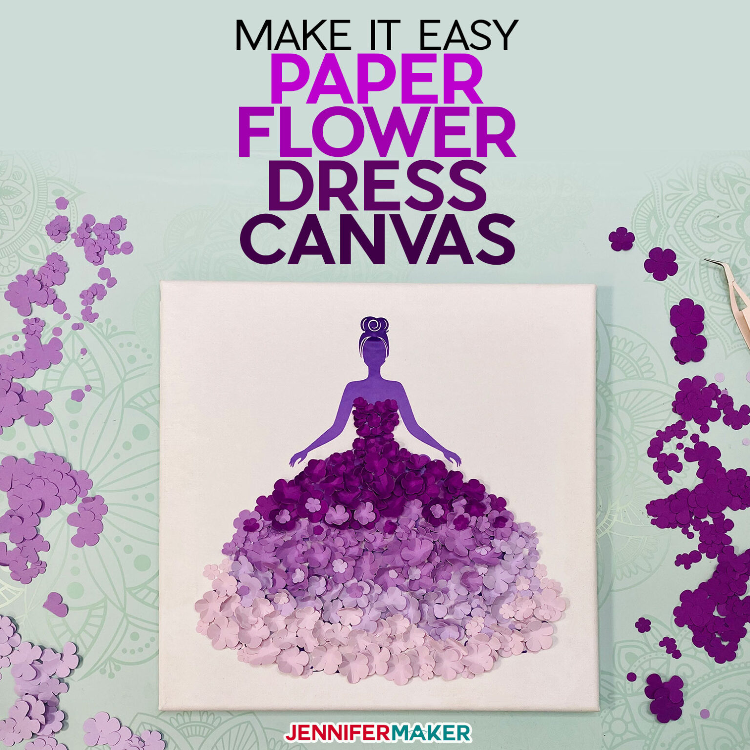 Paper Flower Dress Canvas Wall Art - Jennifer Maker