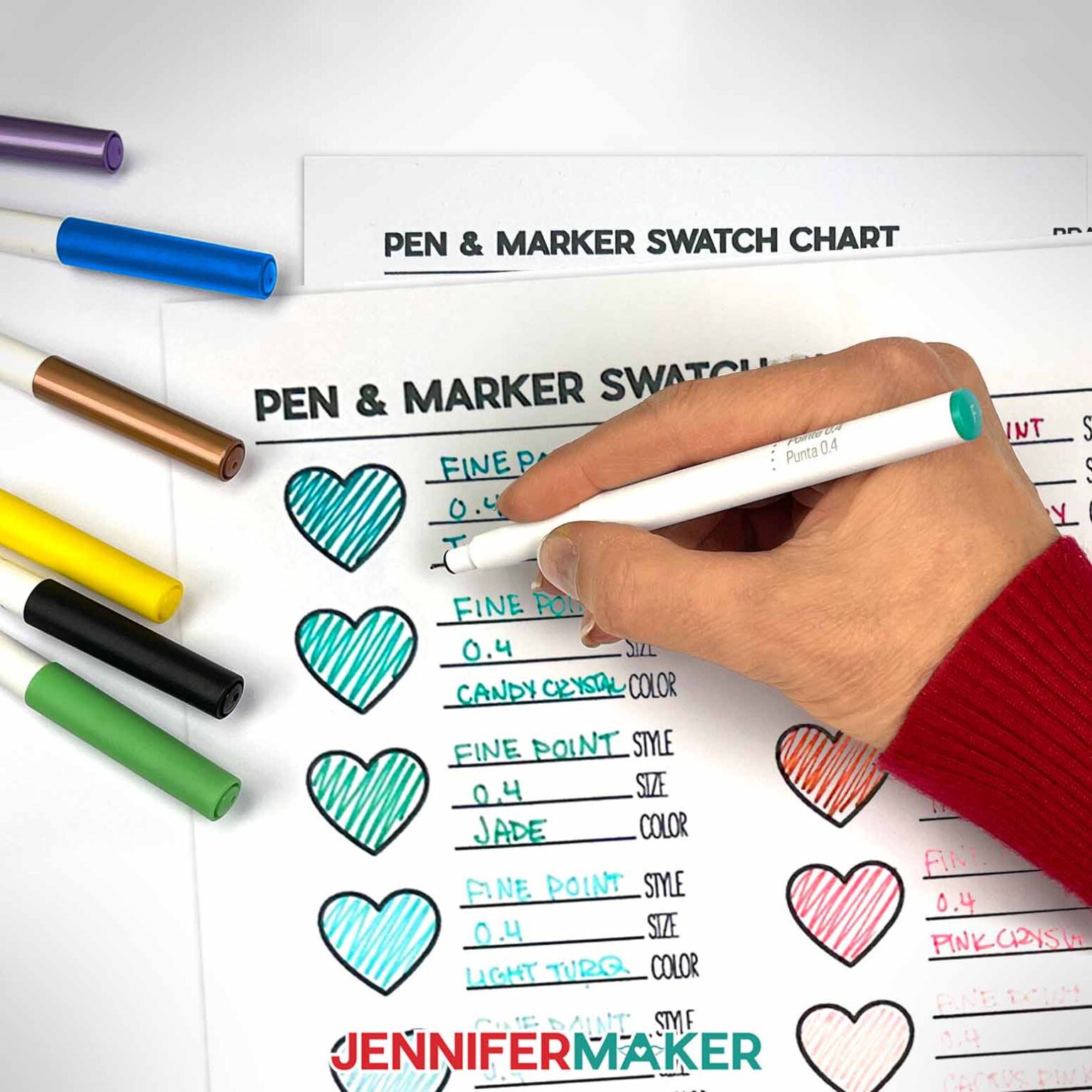 Free Pen, Marker Color Swatch Chart: SVG & Printable Charts - Jennifer ...