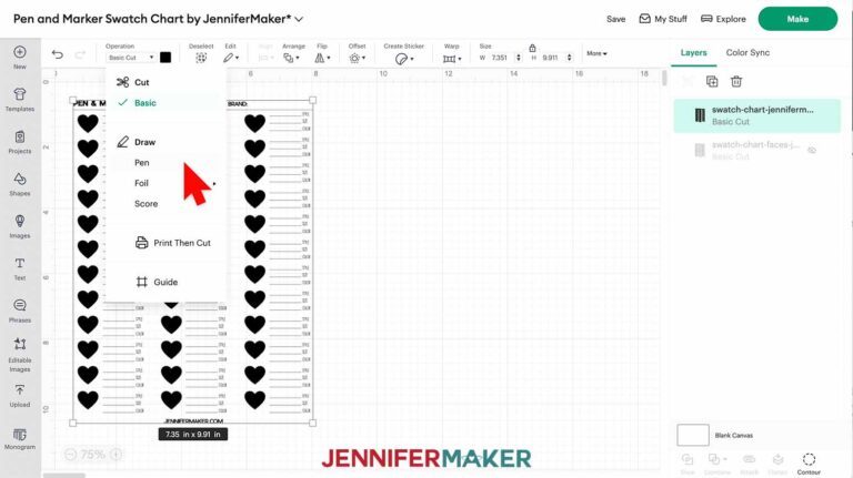 Free Pen, Marker Color Swatch Chart: SVG & Printable Charts - Jennifer ...