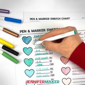 Free Pen, Marker Color Swatch Chart: SVG & Printable Charts - Jennifer ...