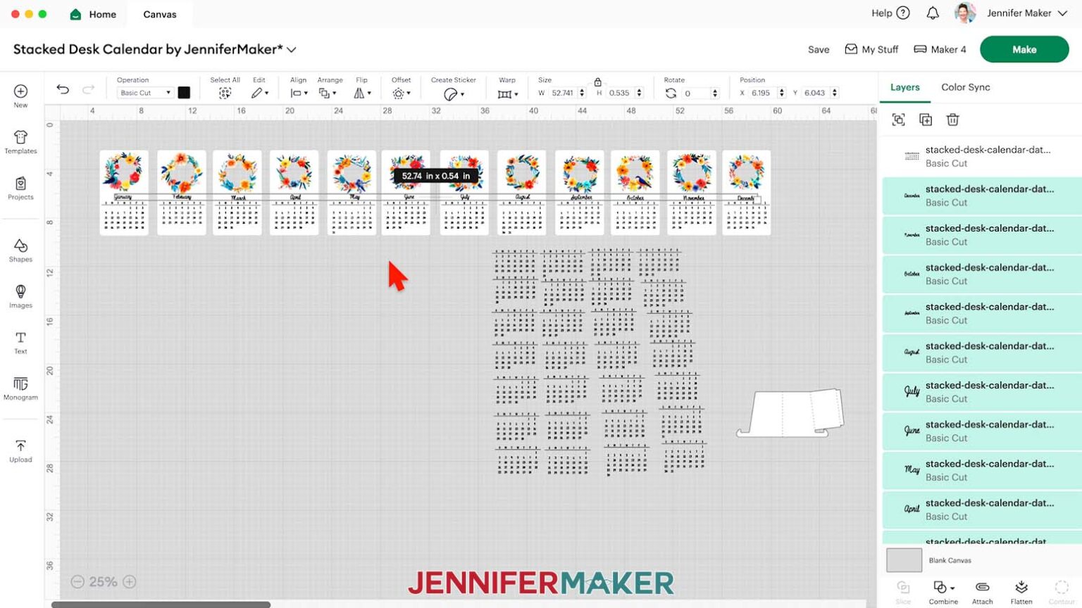 Make a Standing Stacked Desk Calendar for Any Year - Jennifer Maker