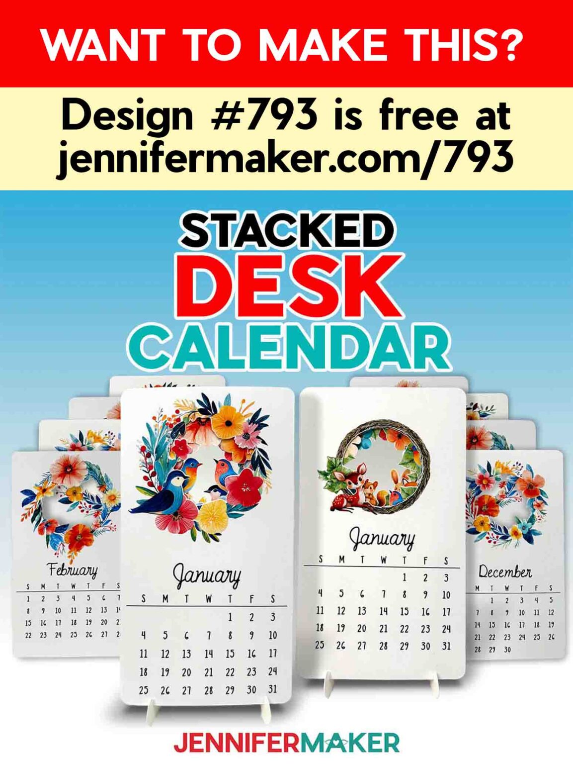 Make a Standing Stacked Desk Calendar for Any Year - Jennifer Maker