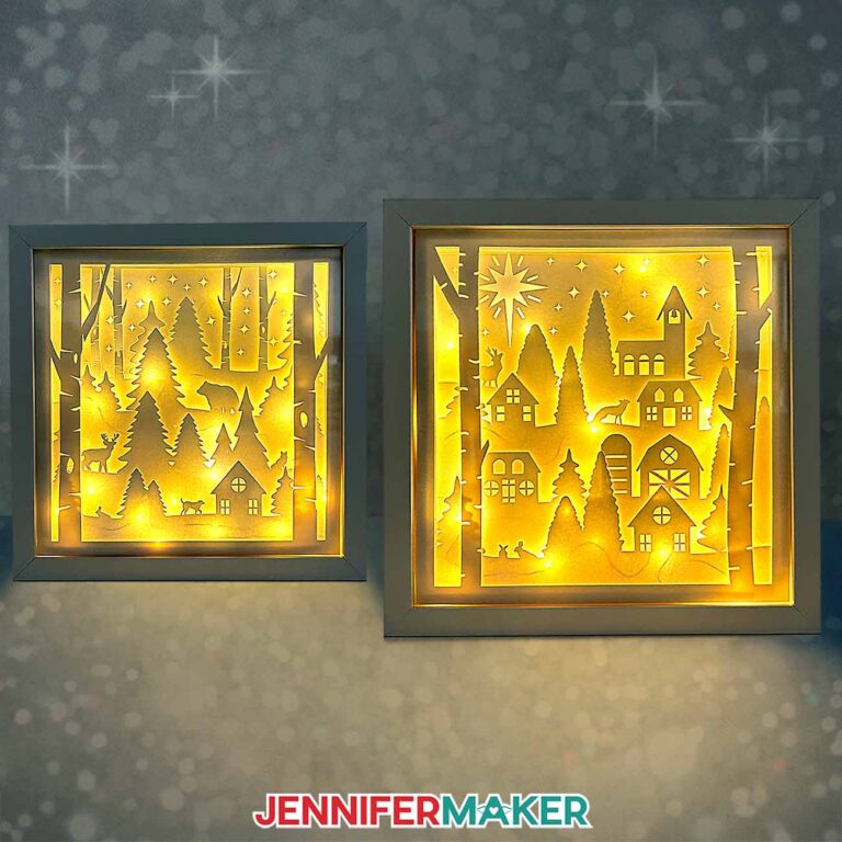 How to Make a 3D Christmas Village Shadow Box with Lights - Jennifer Maker