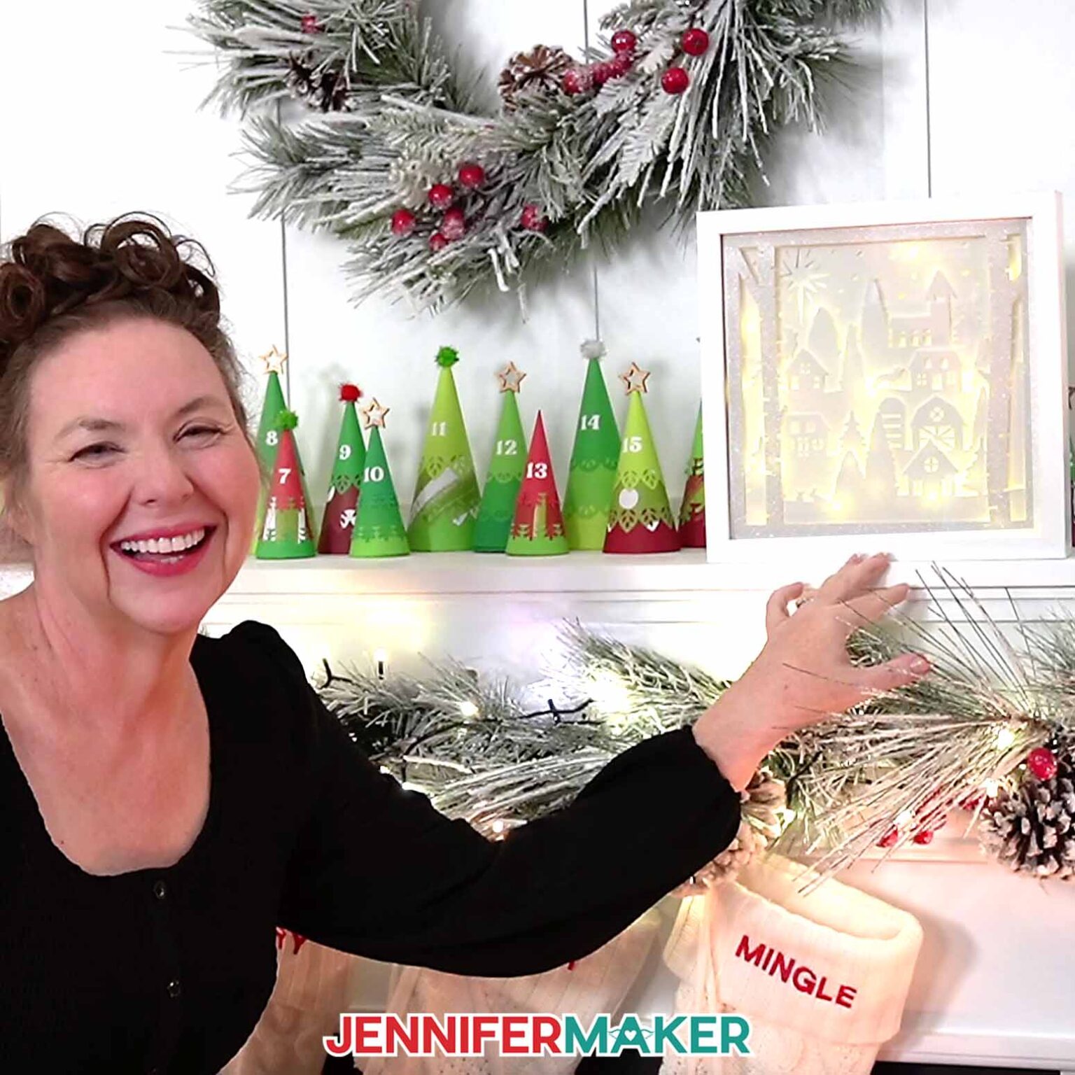 How to Make a 3D Christmas Village Shadow Box with Lights - Jennifer Maker