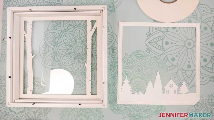 How to Make a 3D Christmas Village Shadow Box with Lights - Jennifer Maker