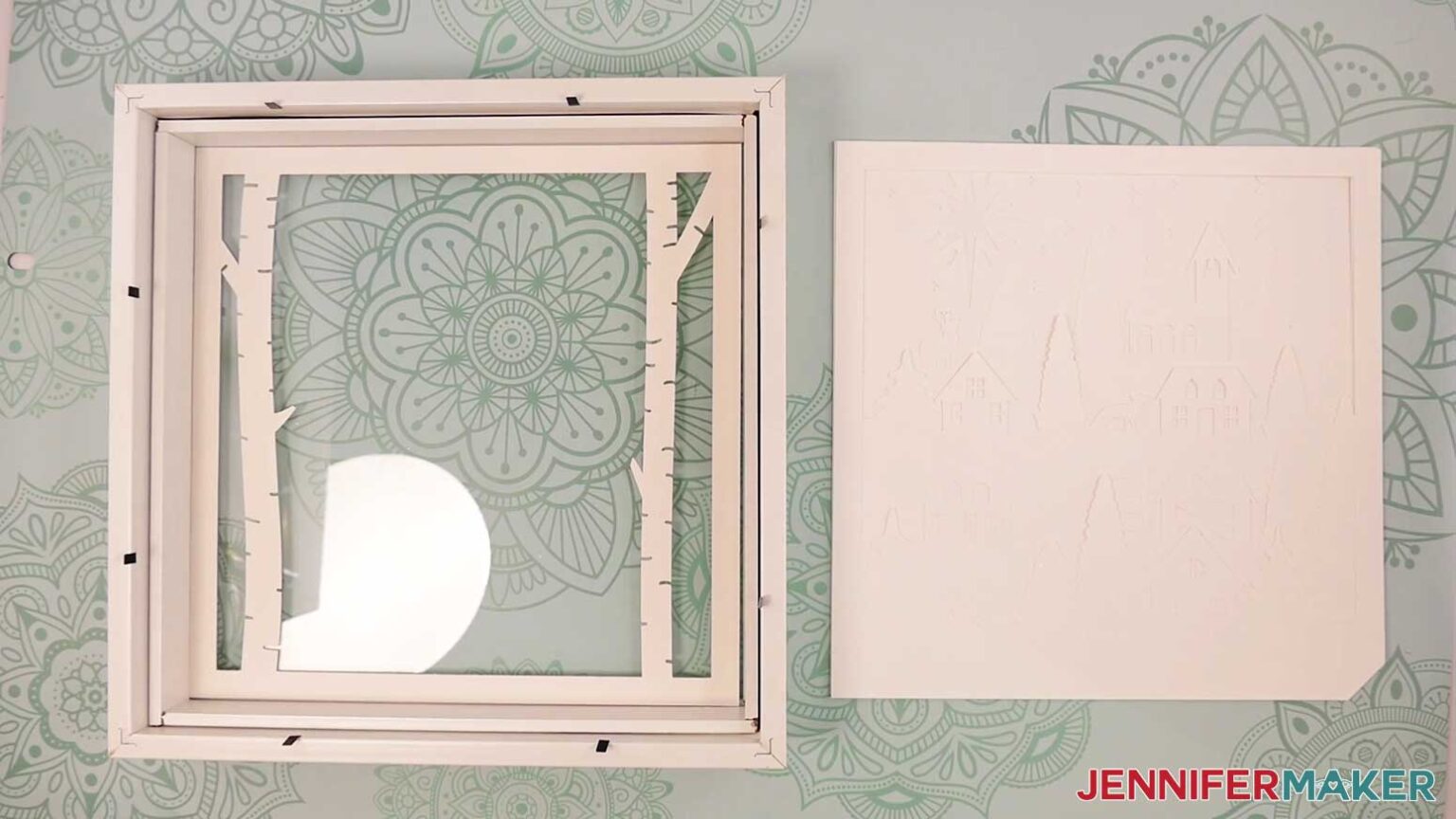How to Make a 3D Christmas Village Shadow Box with Lights - Jennifer Maker