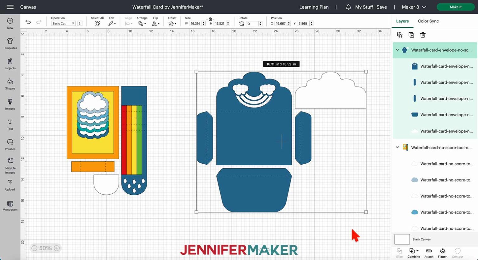 Waterfall Card - Free Files and Tutorial! - Jennifer Maker